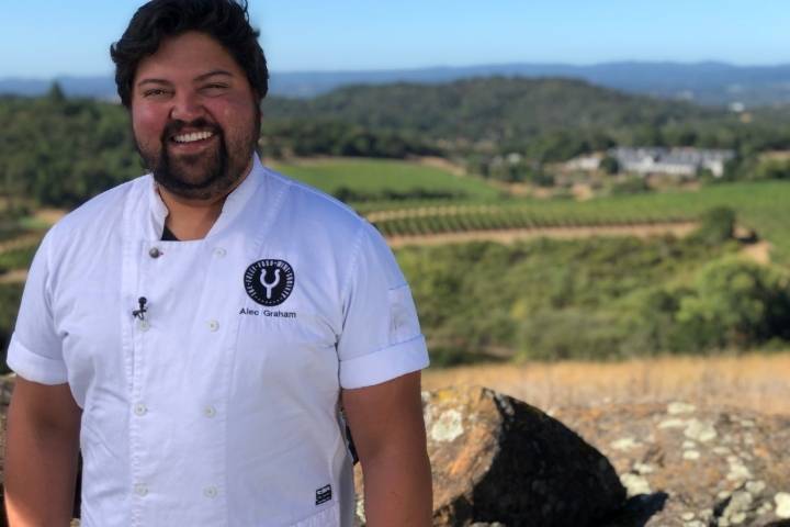 Herb Roasted Rack of Lamb with Asparagus, Crispy Potatoes, and Minty ...